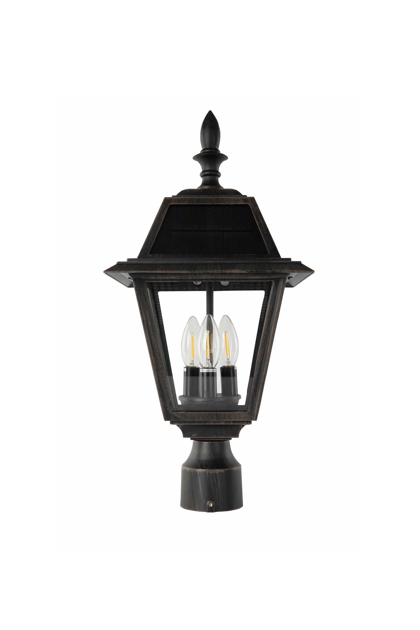 LUTEC Outdoor Solar Post Light with 4 Pcs Glass Dusk to Dawn