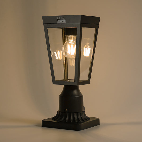 LUTEC Outdoor Solar Lamp Post Light with Pier Mount Base, Dusk to Dawn
